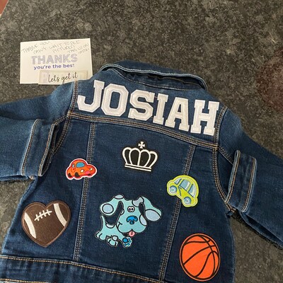 NAME ONLY Custom Jean Jacket W/ Letter Patches unlimited Letters ...