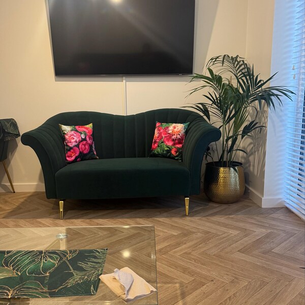 Modern Blue & Green Abstract Watercolor Curtains, Artistic Brushstroke ...