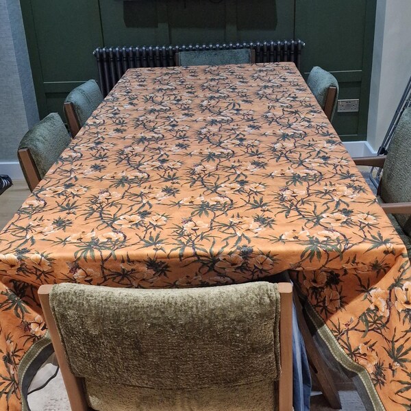 Linen Tablecloth Cherry Pattern Tablecloth Festival Holiday ...