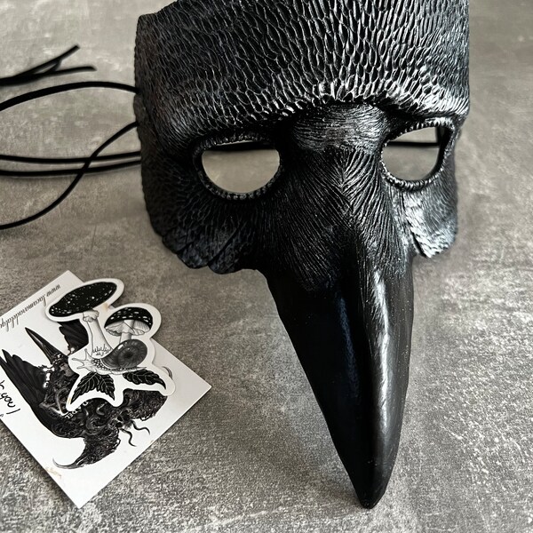 Venetian Style Crow Mask - Raven Costume Animal Masquerade - Bird ...