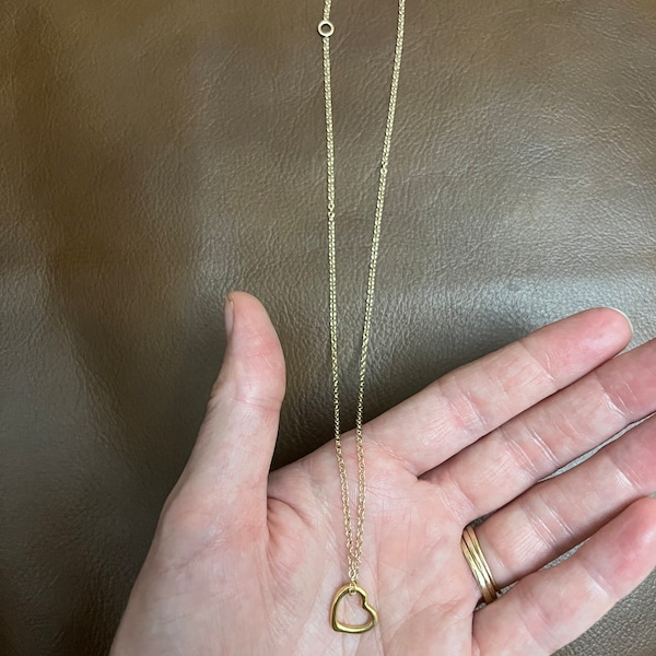 Gold Heart Necklace - Simple Heart Pendant - Floating Heart Pendant ...