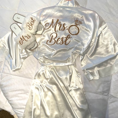 Bride Satin Personalized Robe and Slipper Set. Get Wedding Ready in ...