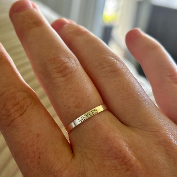 Personalized Name Band Ring, Stacking Name Ring, Personalized Stacking Band, Era Ring 2.25mm ...