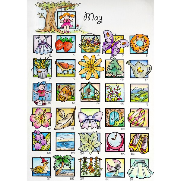 May Treats Countdown Coloring Page, Calendar to Color, Printable, Art ...