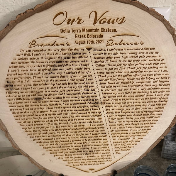 Wedding Vows, Engraved Heart Shape, Personalized Wedding, 5th, 10th ...