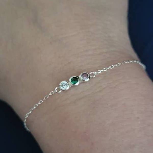 Custom Birthstone Bracelet • Multiple Birthstone Bracelet in Sterling ...