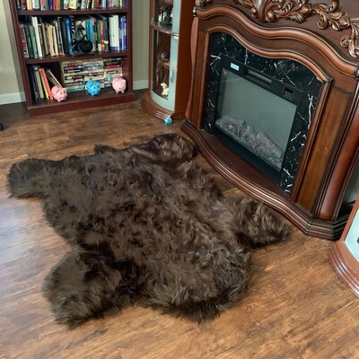 Hand Made Black BEAR SKIN RUG Manmade Faux Fur. Looks and Feels Like ...
