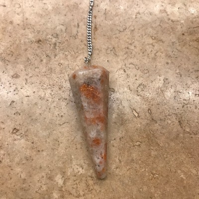 Sunstone Faceted Cone Pendulum Healing Dowsing Crystal Pendulum, Energizing Faceted Dowsing ...