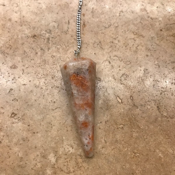 Sunstone Faceted Cone Pendulum Healing Dowsing Crystal Pendulum, Energizing Faceted Dowsing ...