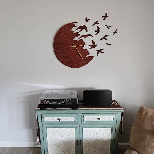 Birds Wall Clock, Bird Flying Clock, Modern Wall Clock Unique ...
