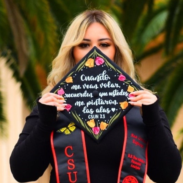 Embroidered Tulip Graduation Cap Topper | Graduation Cap Decoration ...