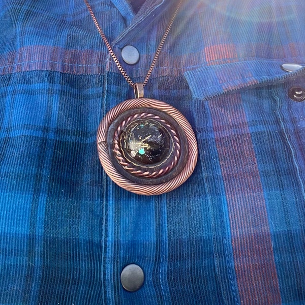 Shungite Orgonite Pendant: Torus Field, Copper Chain, Healing Necklace ...