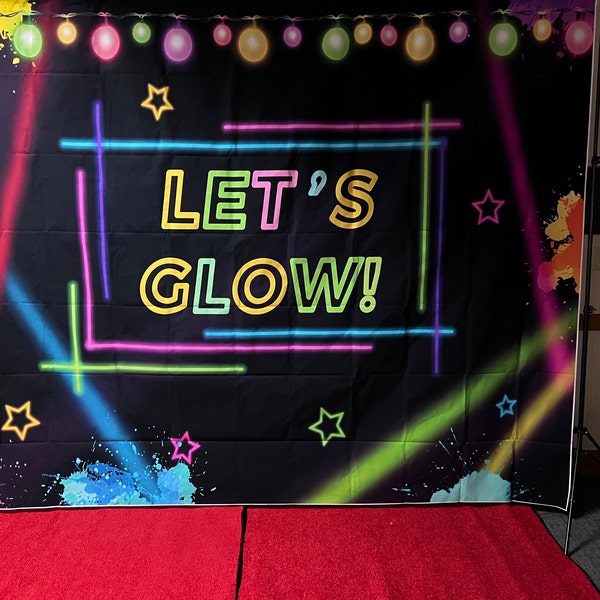 Neon and Glow Printable Digital Backdrop, Neon Glow in the Dark ...