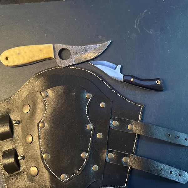 Handmade Leather Wrist Cuff Sheath With Knife Holder - Necker Knife ...