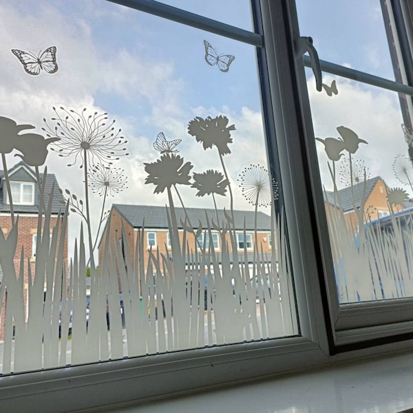 Spring Meadow Window Decal | Summer Flower Grass Window Sticker | Dizzy ...