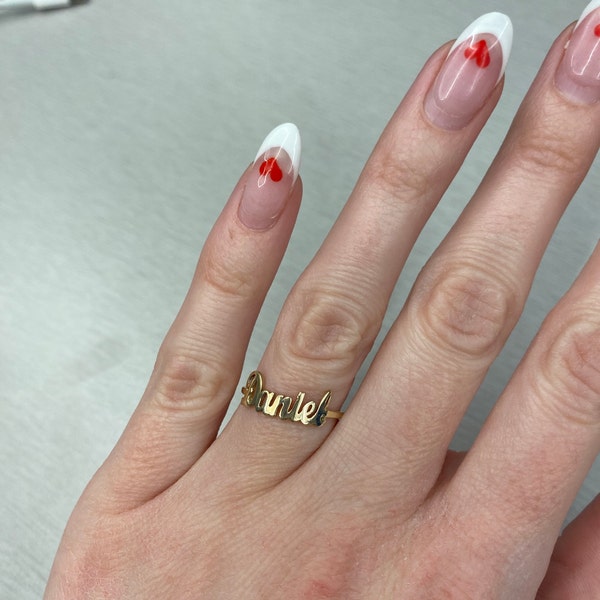 Gold Name Ring / Handmade Gold Name Ring / Gold Personalized Ring ...