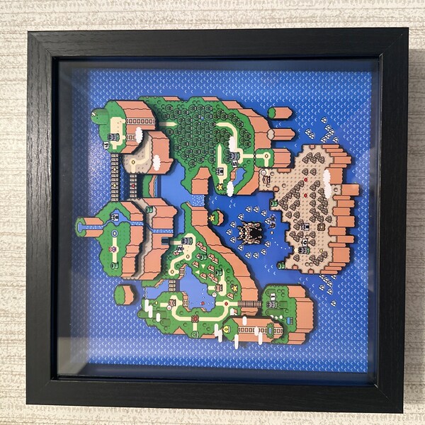 Super Mario World - SNES Overworld Map - 9x9" 3D Shadow Box! - Etsy