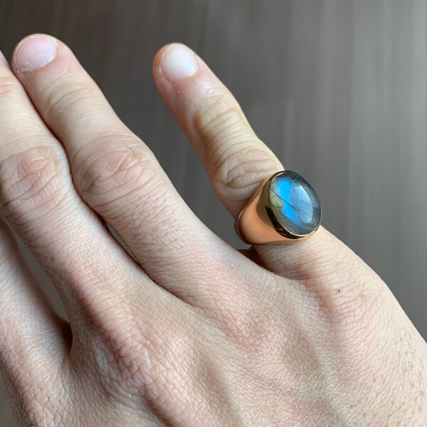 Labradorite Ring Oval, 925 Solid Sterling Silver Ring, Natural Flashy ...