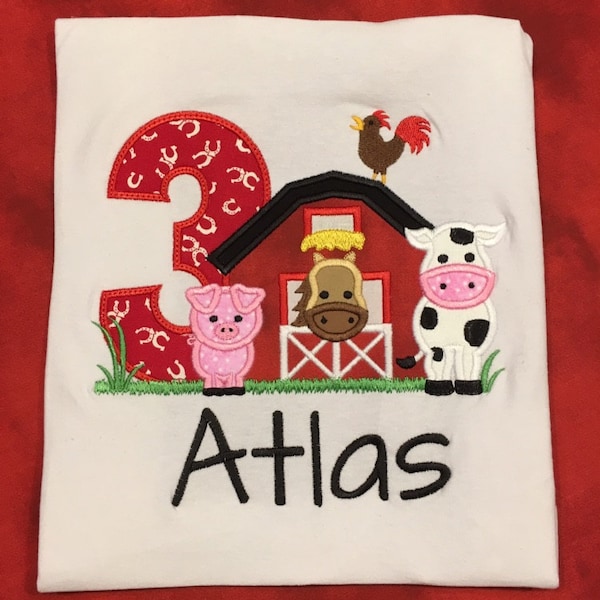 Barn Birthday Number Set Digital Machine Embroidery Applique Design 4 ...