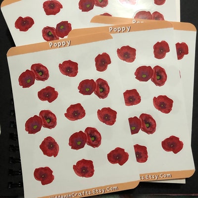 Vinyl Poppy Sticker // Glossy Finish // Decoration // Planner - Etsy UK