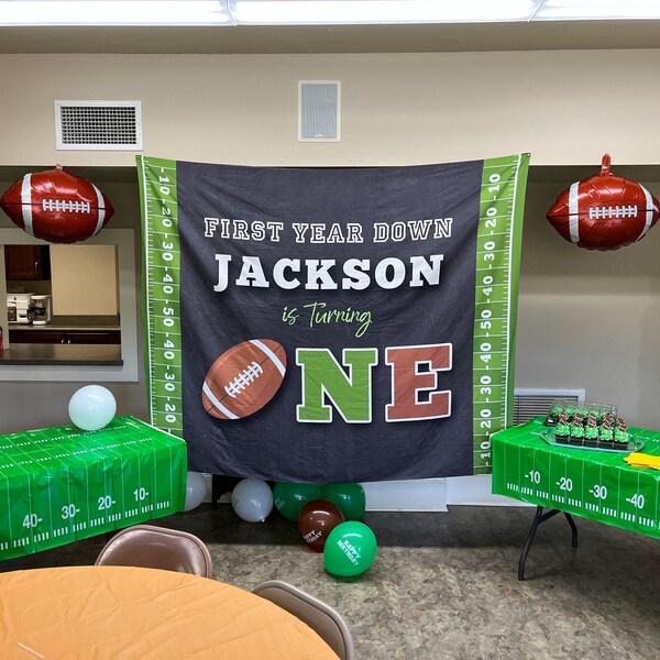 Football First Birthday Decorations, Football Birthday Backdrop, First ...