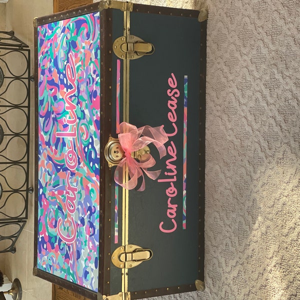 Custom Camp Trunk. Summer Camp Gear. Footlocker. Camp Monogram Decal ...