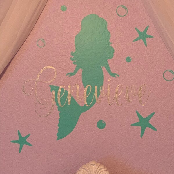 Personalized Name Wall Decal - Mermaid Sticker - Custom Name Mermaid ...