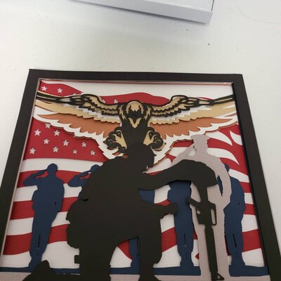 Fallen Soldier 3D Shadow Box Template, Light Box SVG, 3D Shadow Box SVG ...