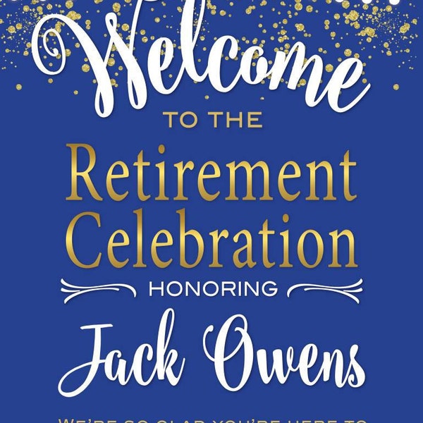 Retirement Celebration Party Welcome Sign Printable | Royal Blue ...