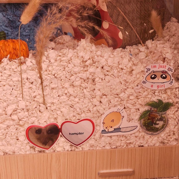 Grumpy Hamsters Stickers | Hamster With Knife Sticker, Flat Hamster ...