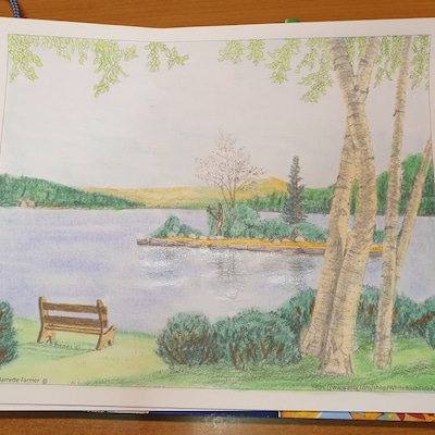 Old Rural Path Stone Wall Scene Coloring Pages W/instructions for 5x7 ...