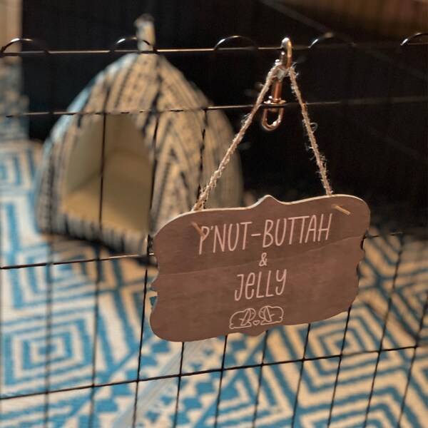 Grey Small Wooden Hanging Quote Sign Decor for Small Pets/bunny/rabbit ...