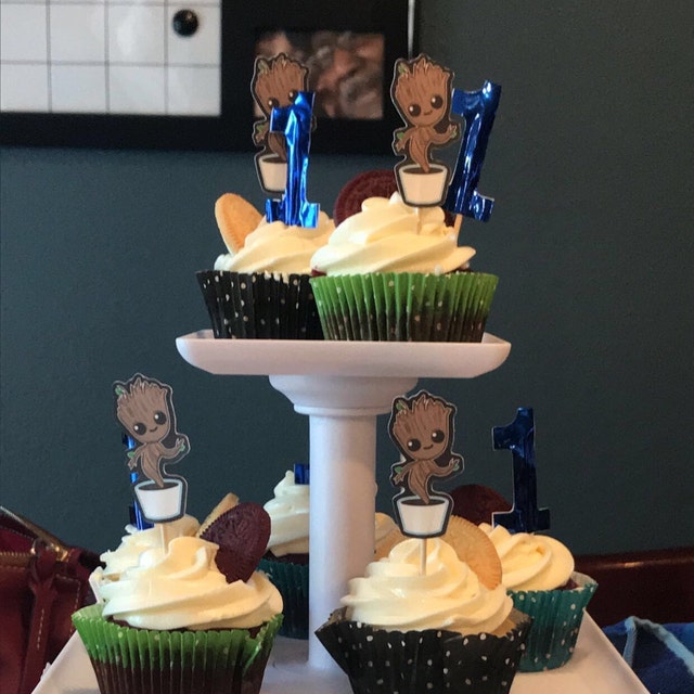 Baby Groot decorations 12 cupcake/food toppers Baby Groot | Etsy