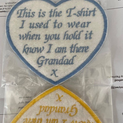 Personalised Heart Shaped Memory Embroidery Patch for a Memory Pillow ...