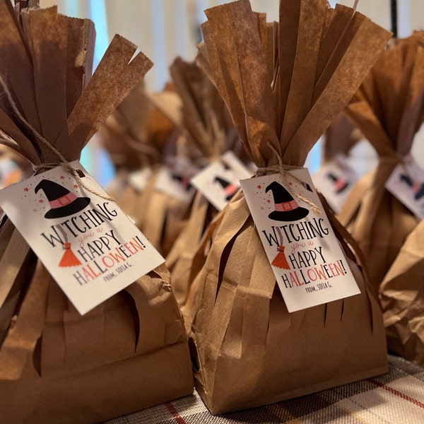 Halloween Gift Tag Printable, Happy Halloween Treat Bag Tag, Witch ...