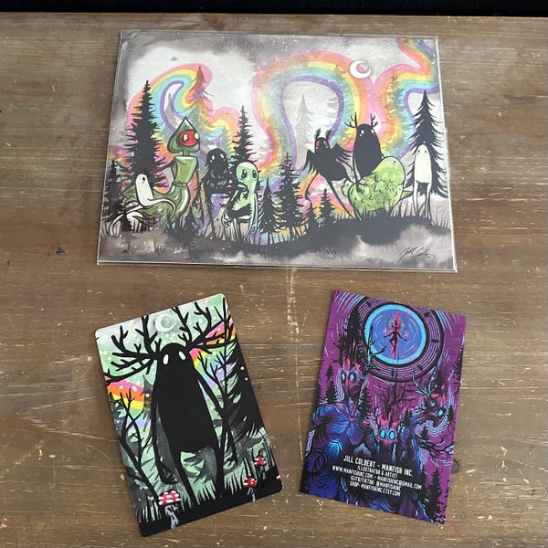 Cryptid Buddy Sticker Fantasy Art Mothman Lantern Sticker Weird ...