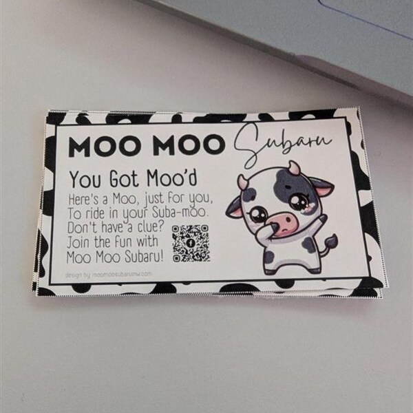Moo Moo Subaru - Subamoo Driving - Downloadable Info Card Double Sided ...