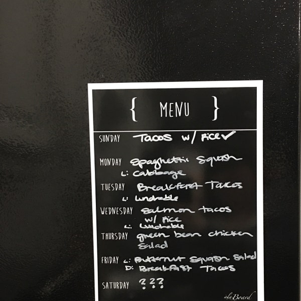 Dry Erase Weekly Menu, Meal Planner, Fridge Menu, Kitchen Menu Board ...