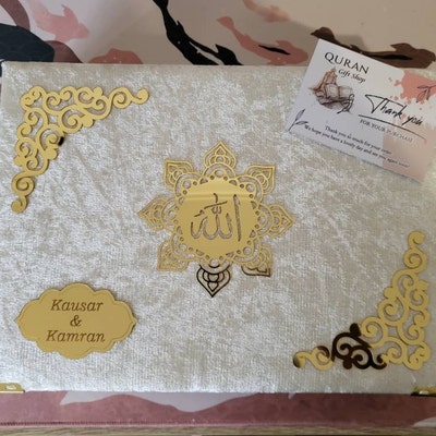 Silver & Black Quran Set, Velvet Quran Set Acrylic Mirror, Free Quran ...