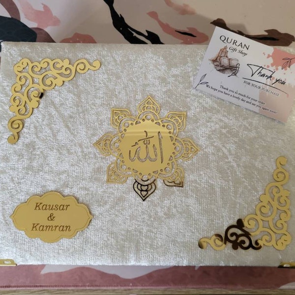 Quran Gift Set, Personalized Quran With Velvet Box and Tasbih Set ...