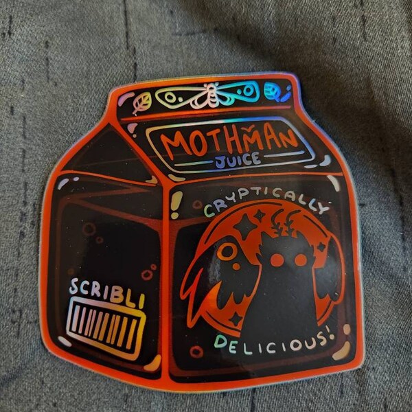 Mothman Juice Box Spooky Holographic Sticker - Etsy