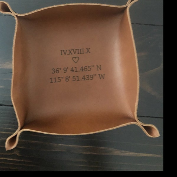 Custom Leather Valet Tray, Engraved Leather, Engraved Gift, Wedding ...