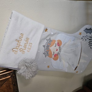 Angel Christmas Stocking, Cream Angel Stocking, Personalized Christmas ...