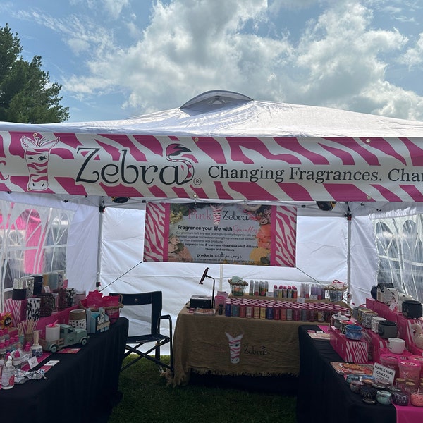 Printed and Shipped Pink Zebra Tent Banner, Vendor Banner, Pink Zebra ...