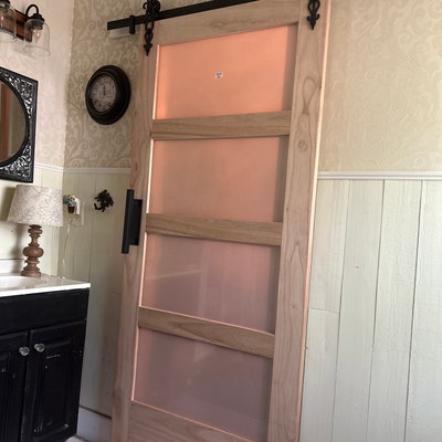 Homacer Black Rustic Ceiling Mount Non-bypass Sliding Barn Door ...