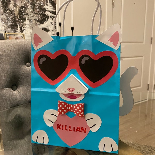 Cat Valentine Bag or Box Printable Decor Kit 3D Snout, Paws, Tail ...