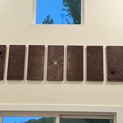 Geometric Mountain Triptych, Three Panels, Rustic Style Wall Art, Mountain Range, Lodge Decor - Etsy