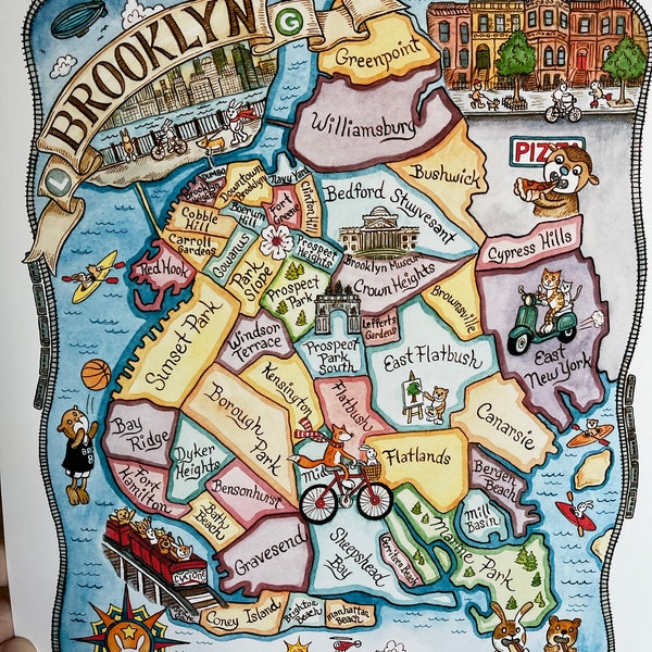 Brooklyn New York City Map Art Print 11" X 14" - Etsy