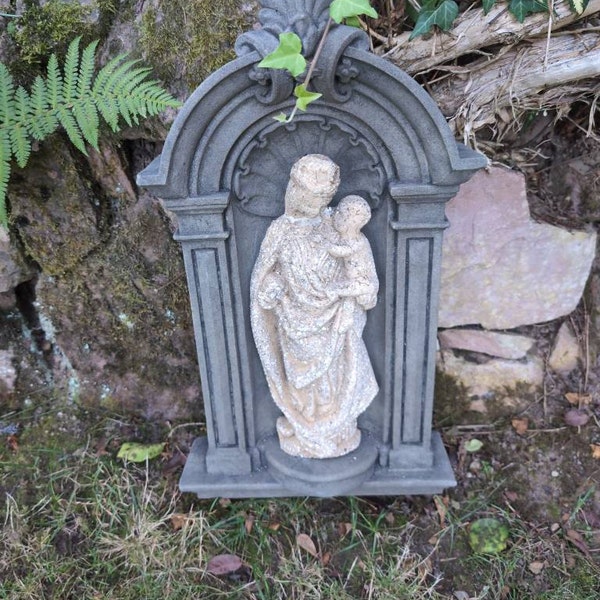 Arched Plate Altar Niche Relief Mural Art Sandstone Antique Look W 23 ...