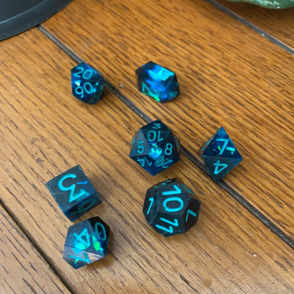 Lightning Storm | Handmade | Sharp Edge Dice Set | Dungeons & Dragons ...